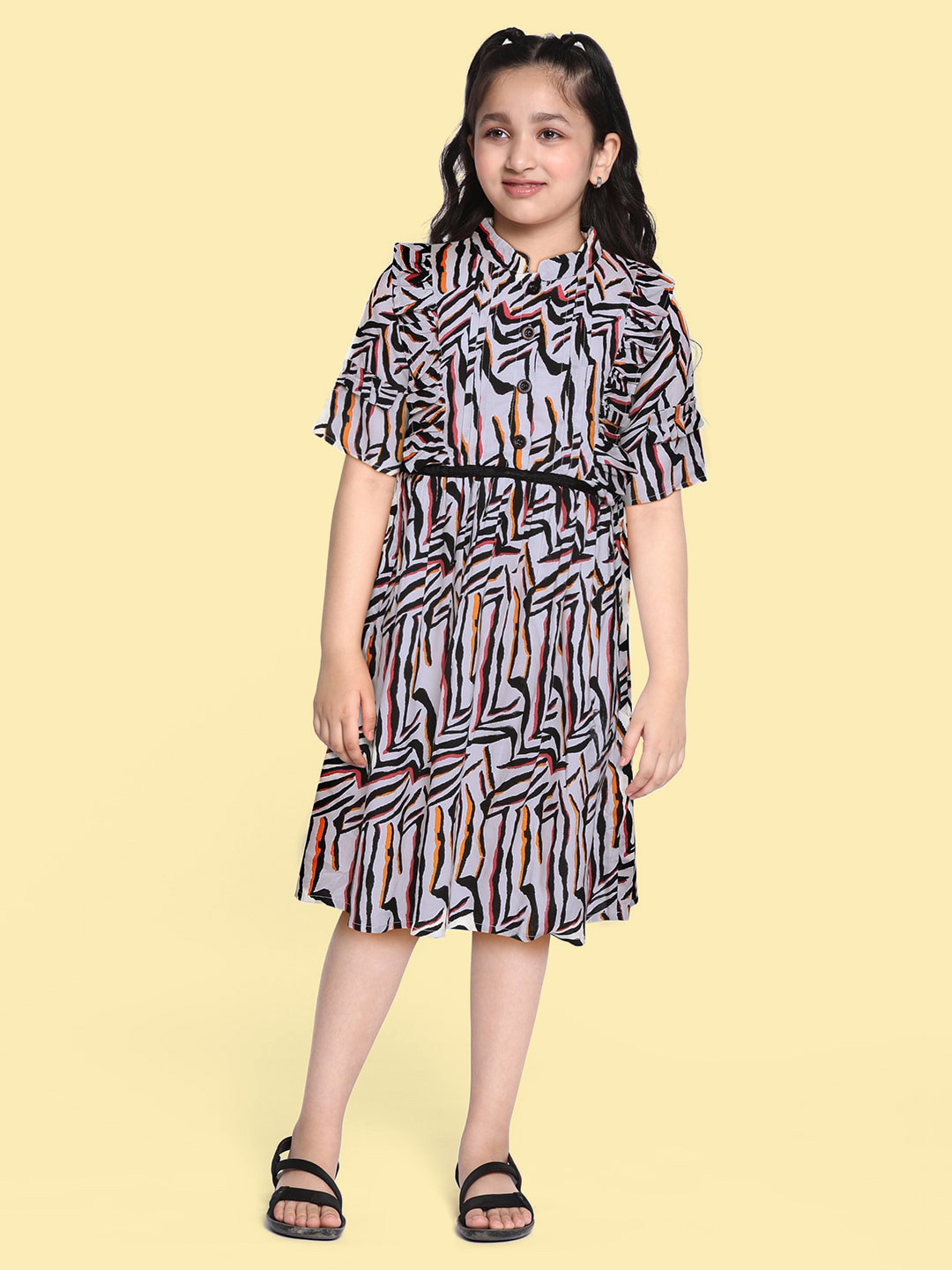 Buy Bella Moda Girls White & Black Pure Cotton A Line Dress - Dresses ...