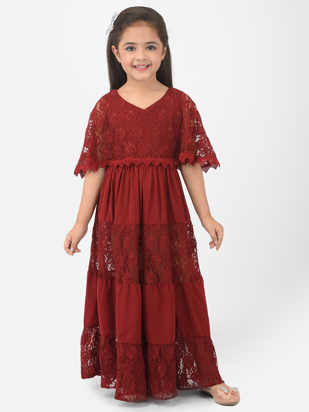 Buy Eavan Maroon Lace Maxi Dress Dresses For Girls 17352858 Myntra