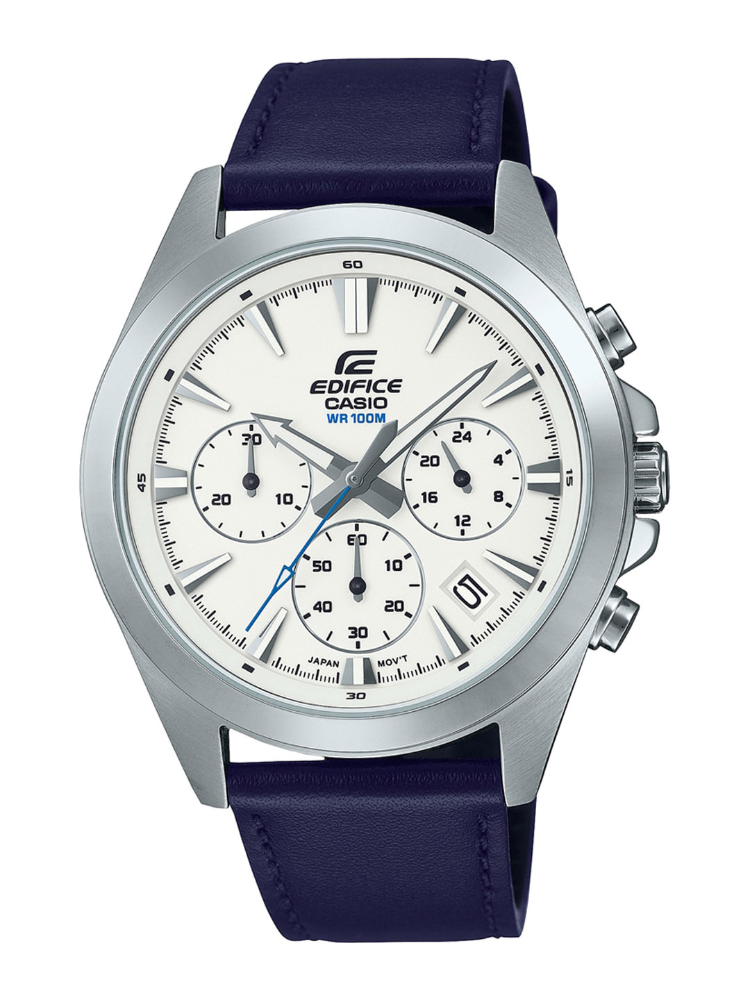 Buy CASIO Men White & Blue Leather Straps Analogue Watch ED543 EFV 630L ...