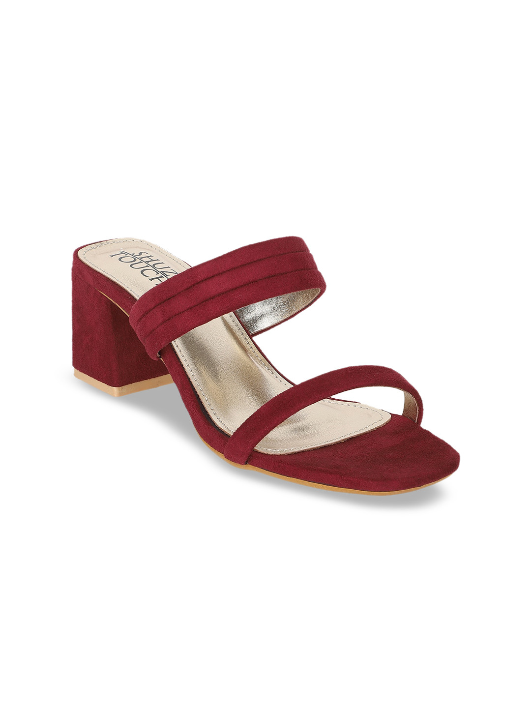 Buy SHUZ TOUCH Maroon Block Heels - Heels for Women 17358946 | Myntra