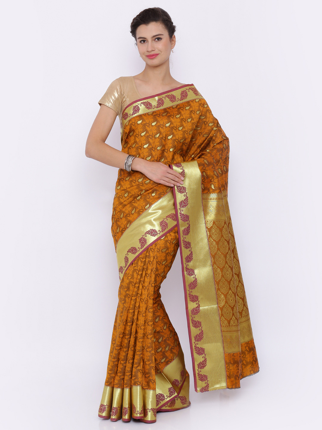 Buy Sudarshan Silks Rust Orange Traditional Saree - Sarees for Women ...