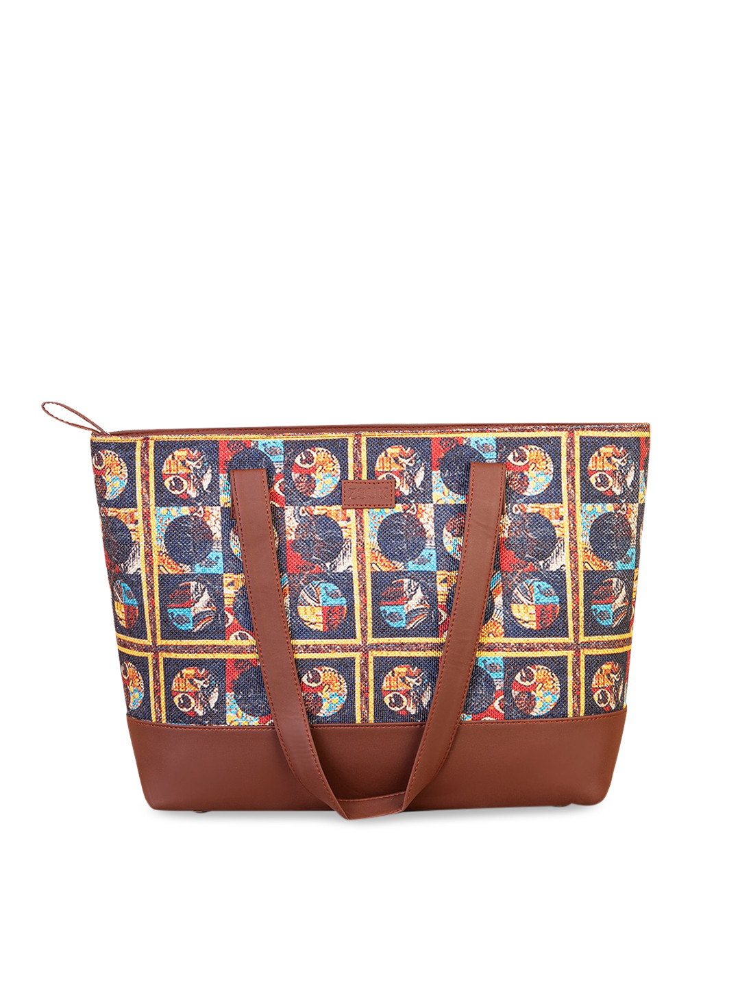 Buy ZOUK Brown Ethnic Motifs Printed Shopper Tote Bag - Handbags for ...