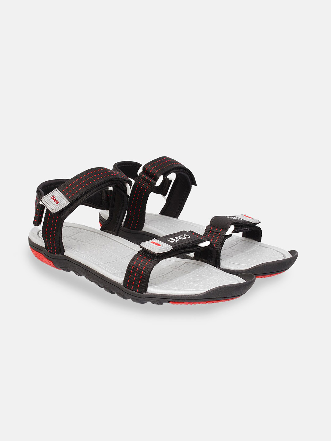Buy Aqualite Men Black & Red Self Design PU Comfort Sandals - Sandals ...