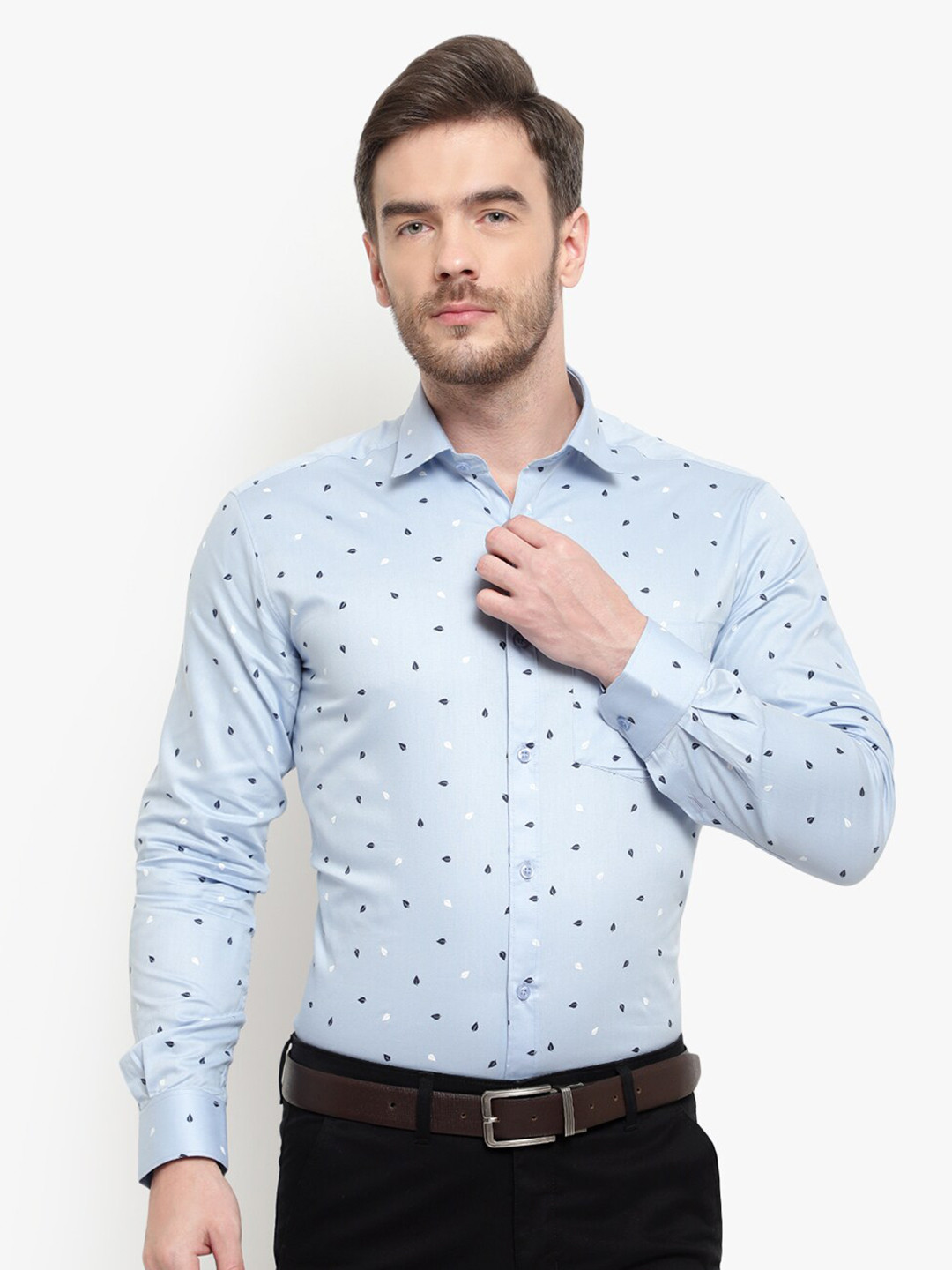 Buy D Kumar Men Blue & White Standard Printed Formal Shirt - Shirts for ...