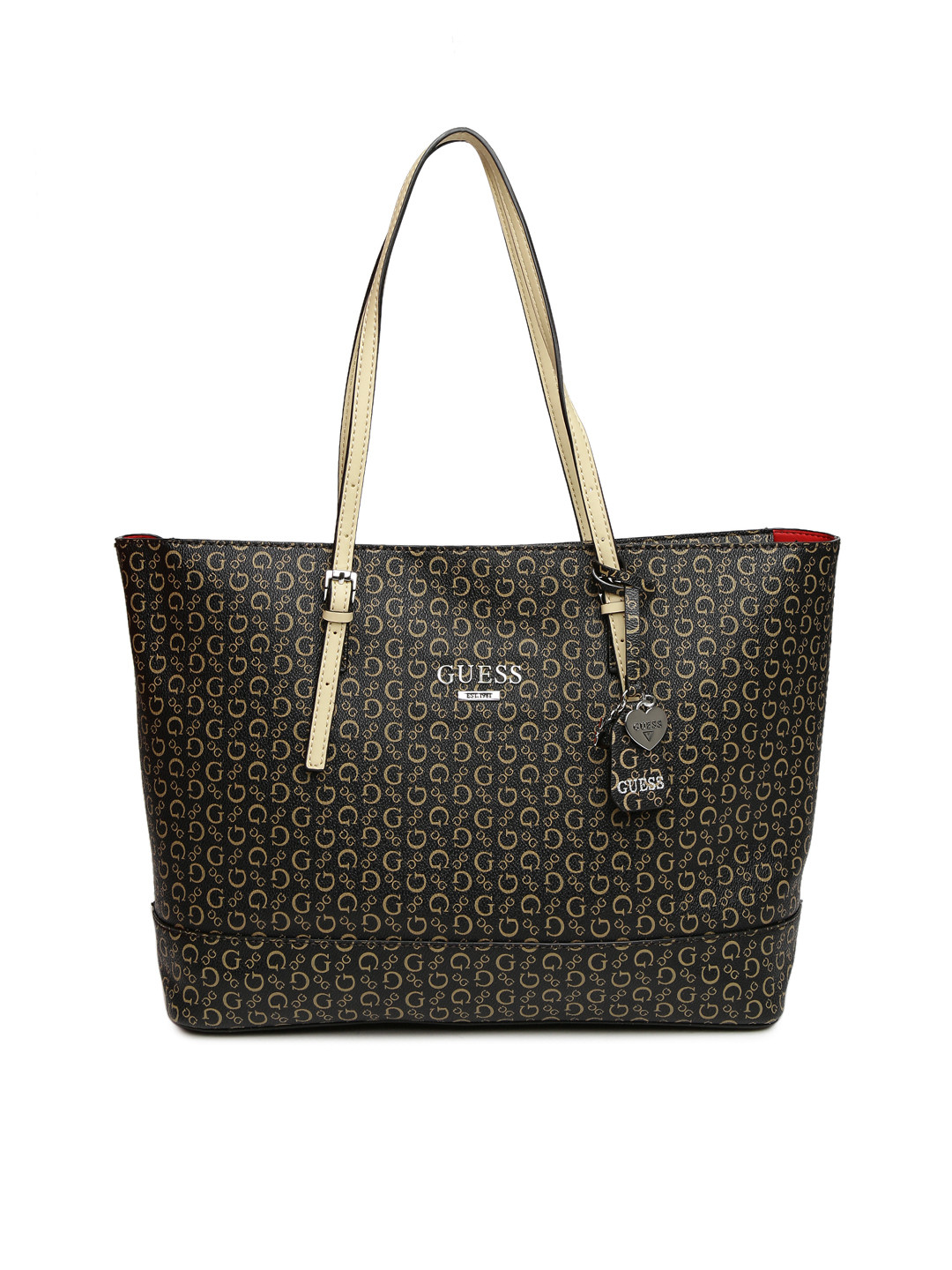 Buy GUESS Black & Brown Printed Tote Bag - Handbags for Women 1738231 ...