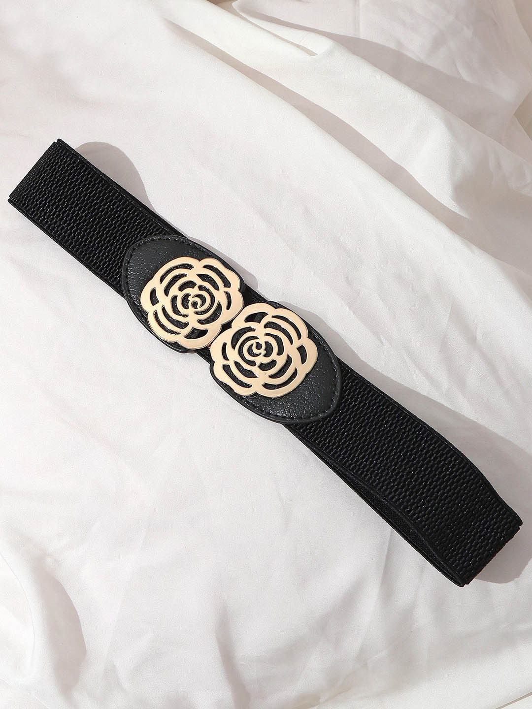 Buy Pipa Bella Women Black & Golden Textured Belt - Belts for Women ...