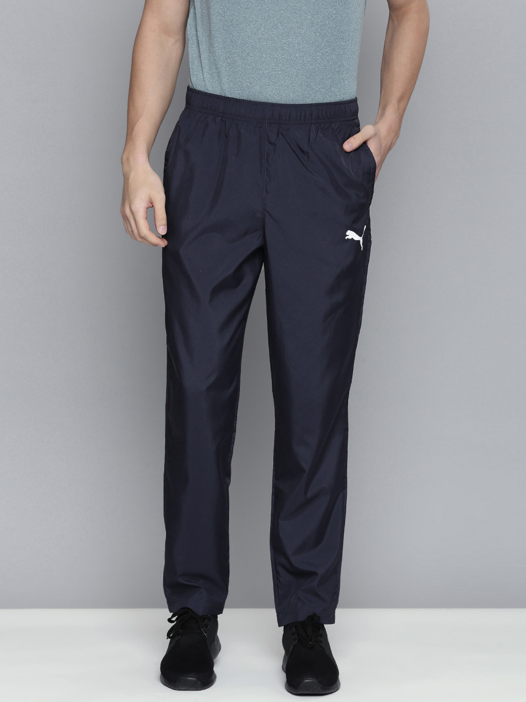 Buy Puma Men Navy Blue Solid Regular Fit Track Pants - Track Pants for ...