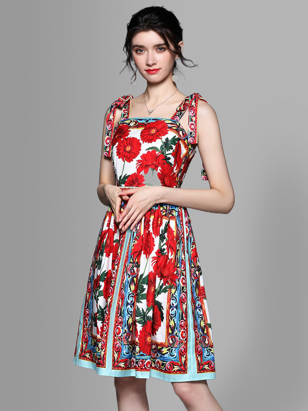 Buy JC Collection Red Floral Fit And Flare Dress - Dresses for Women ...