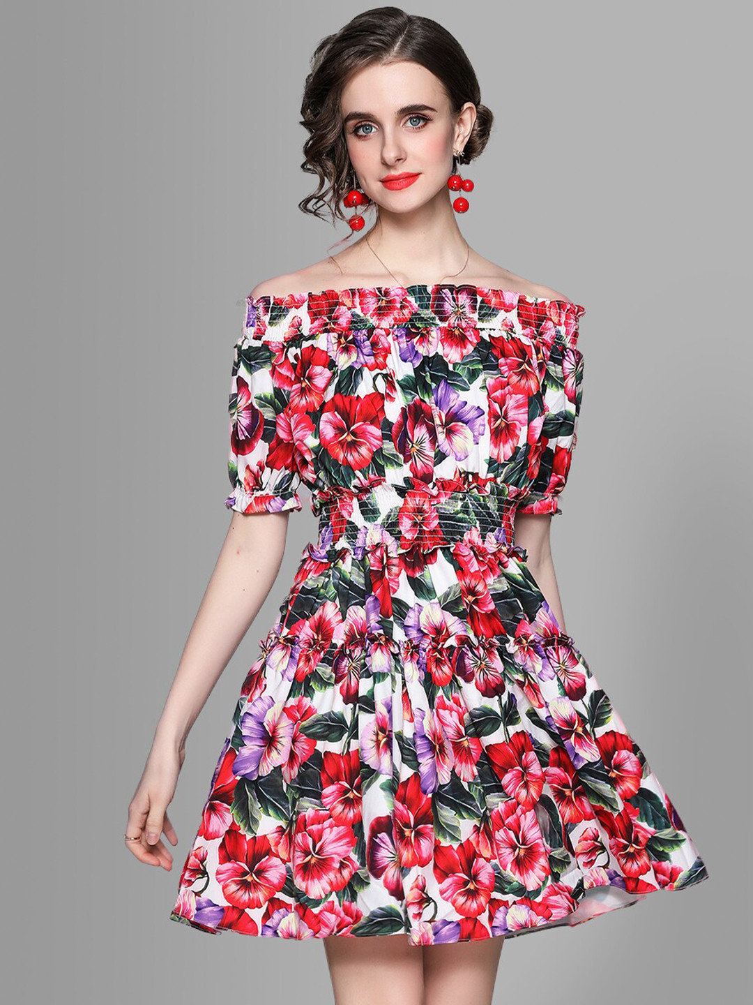 Buy JC Collection Multicoloured Floral Off Shoulder Dress - Dresses for ...