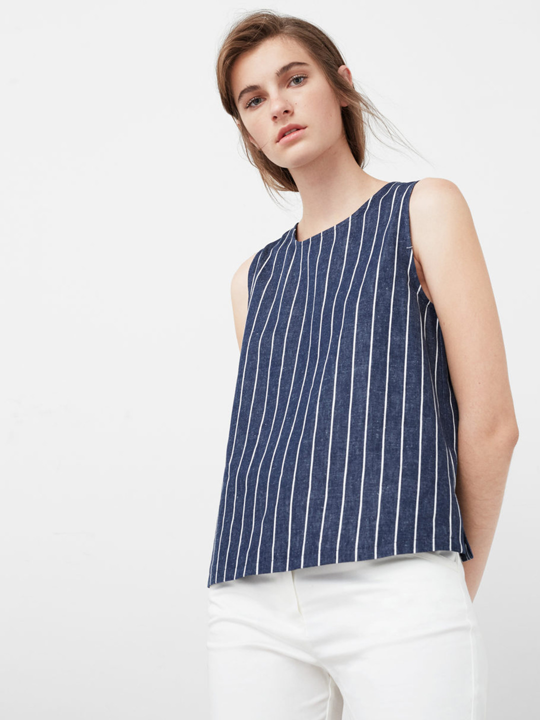 Buy MANGO Women Navy & White Striped Top - Tops for Women 1740450 | Myntra