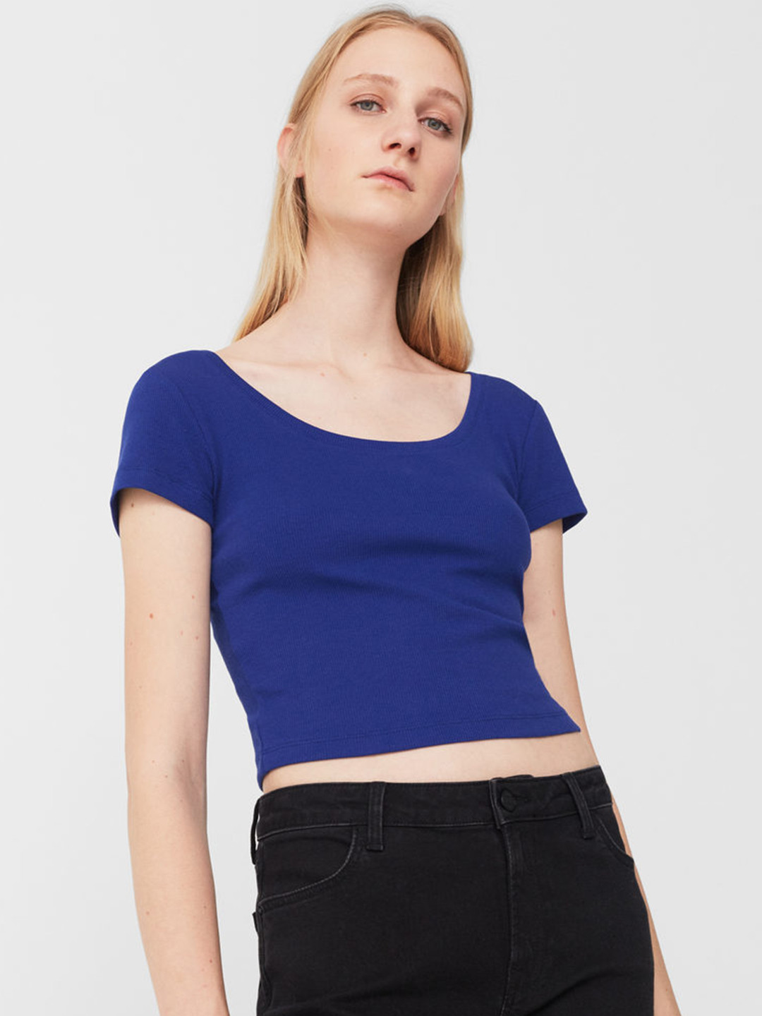 Buy MANGO Women Blue Crop Top - Tops for Women 1740482 | Myntra