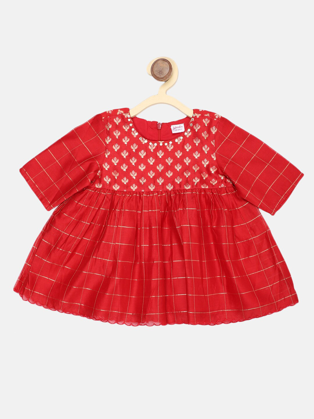 Buy Fabindia Red Checked Dress - Dresses for Girls 17407232 | Myntra