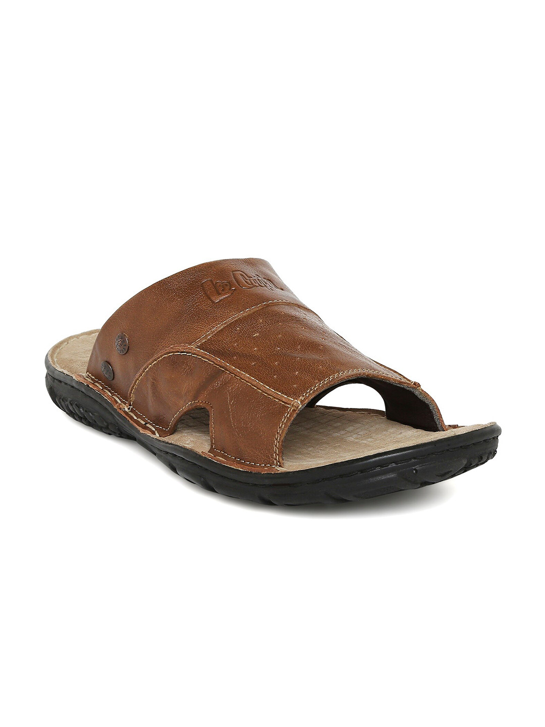 Buy Lee Cooper Men Tan Leather Comfort Sandals - Sandals for Men ...