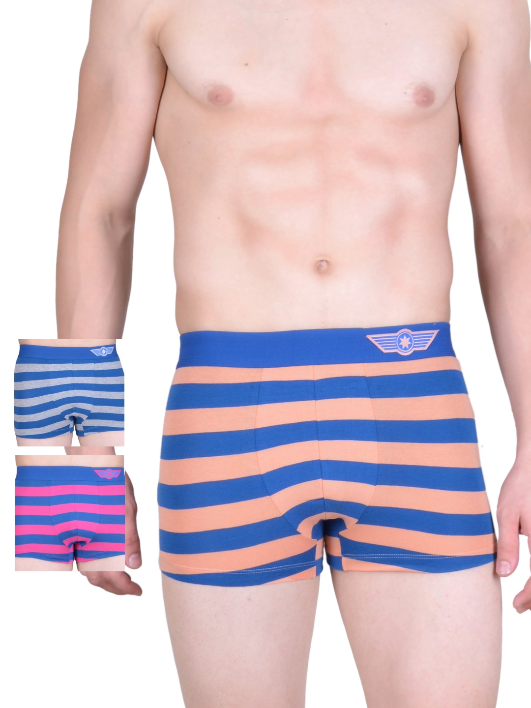 Buy Force Nxt Men Striped Pack Of 3 Assorted Trunks Mnfl 61 Trunk For