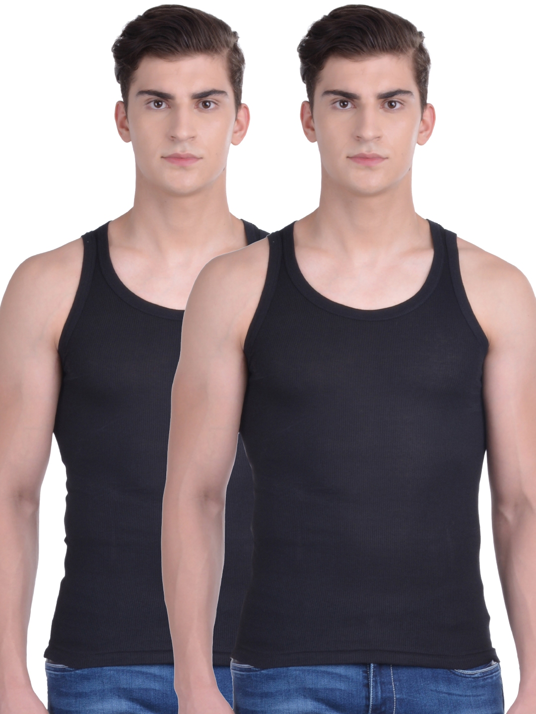 Buy Force Nxt Pack Of 2 Black Assorted Innerwear Vests Mnfr 236 Po2