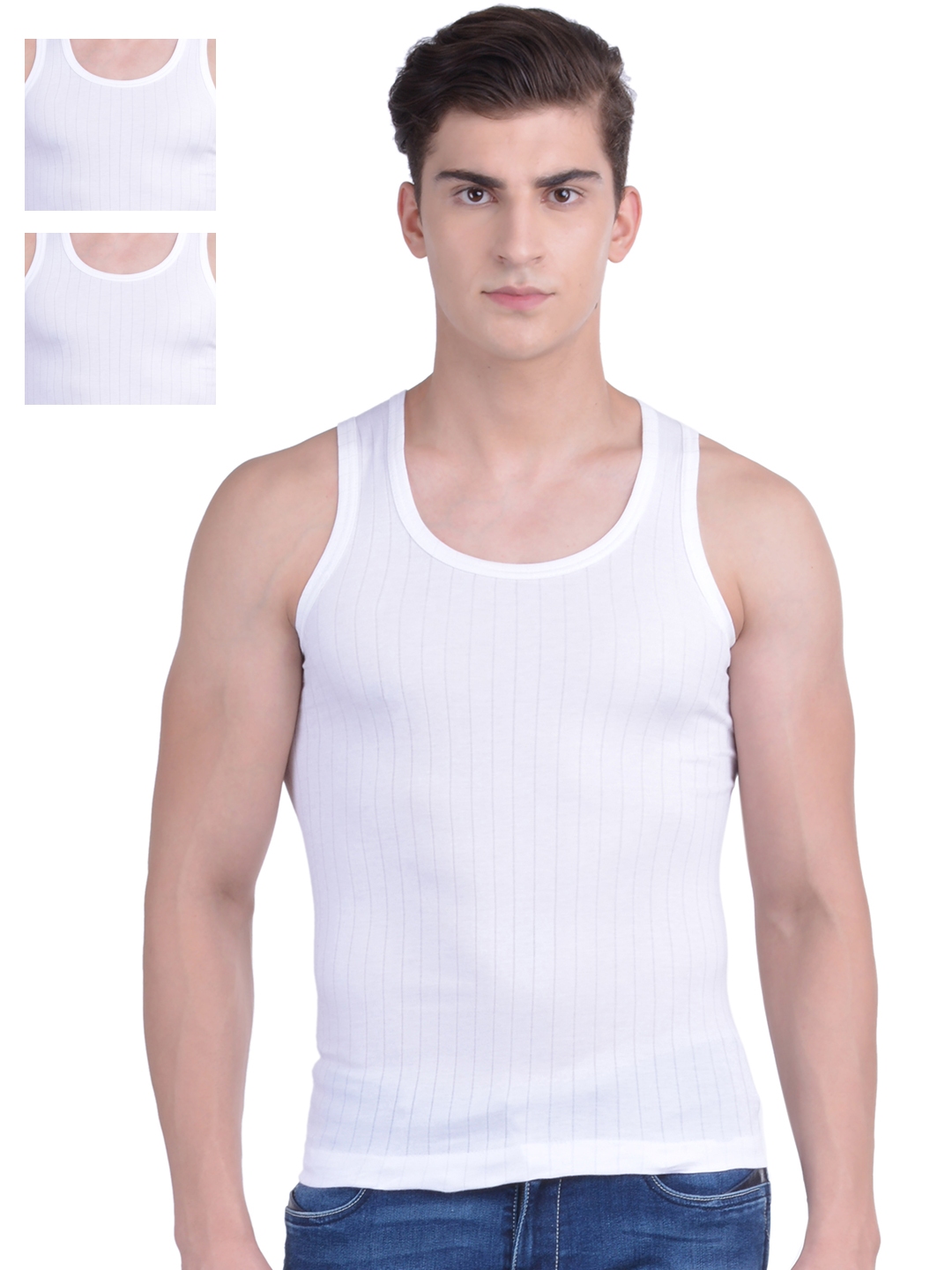 Buy Force Nxt Pack Of 3 White Assorted Innerwear Vests Mnfr 241