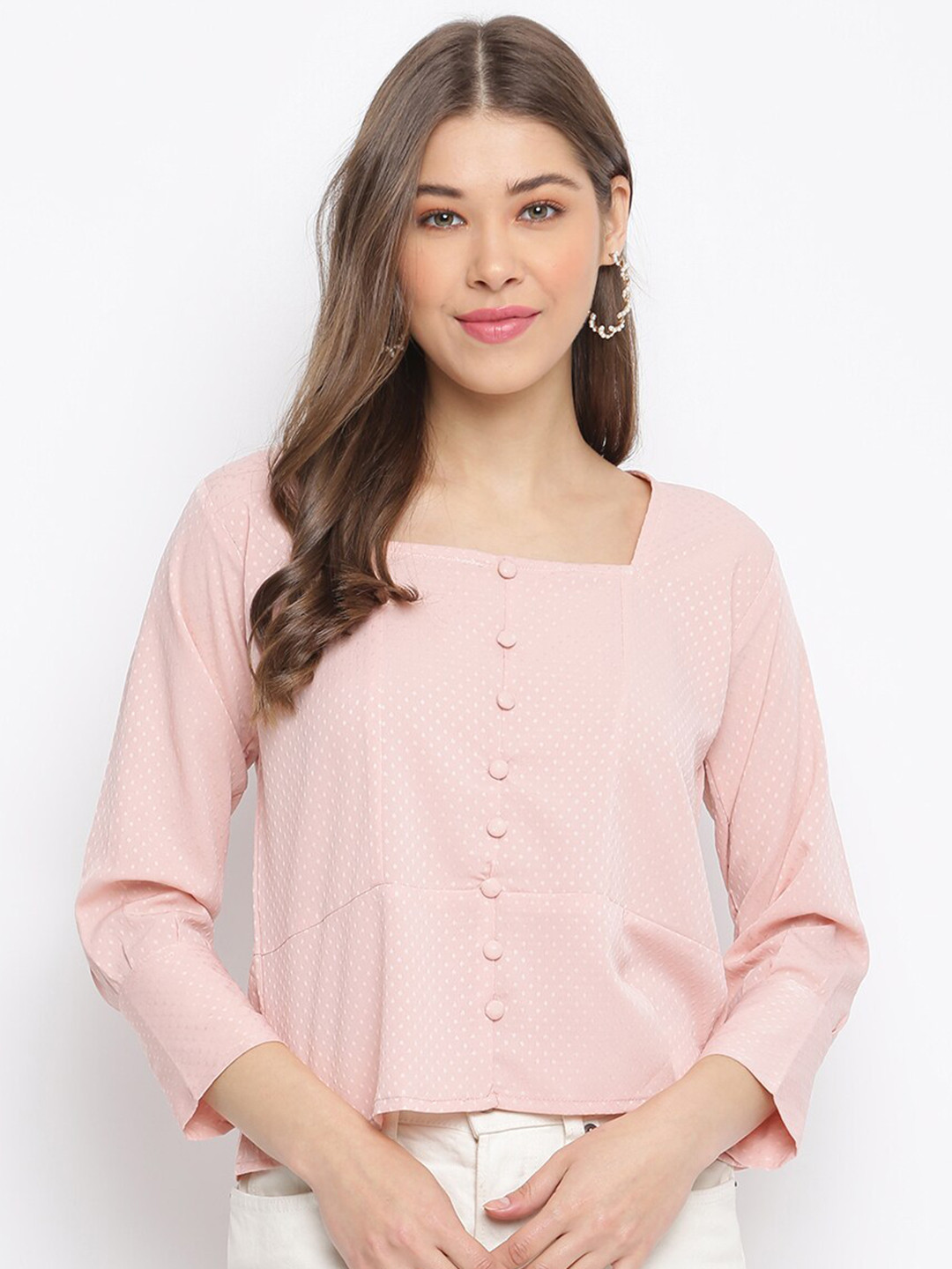 Buy Mayra Pink Square Neck Crepe Top - Tops for Women 17418790 | Myntra