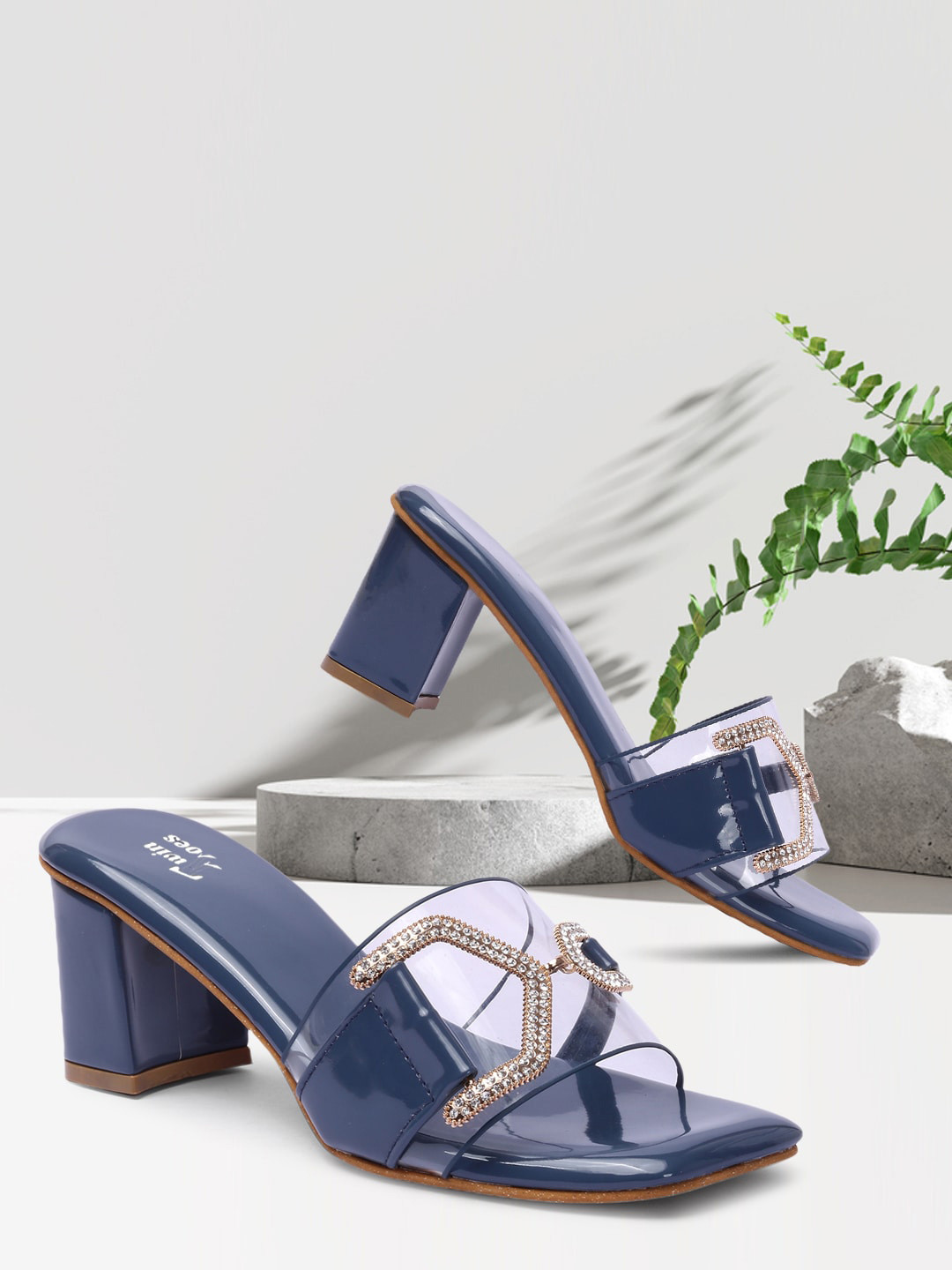 Buy TWIN TOES Blue Embellished Block Heels - Heels for Women 17419748 ...