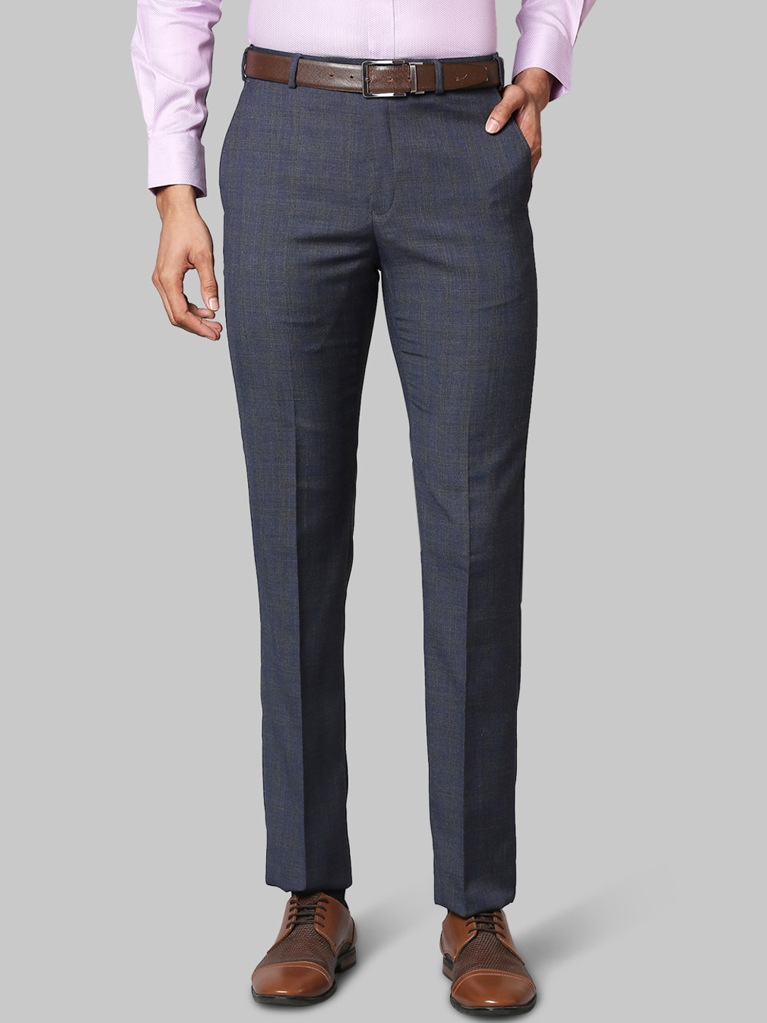 Buy Raymond Men Blue Checked Trousers - Trousers for Men 17420058 | Myntra