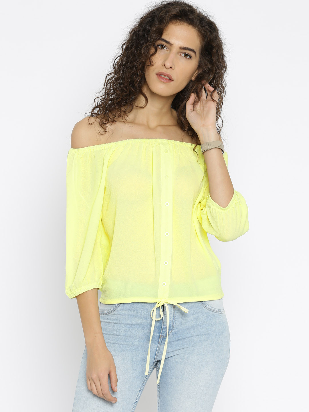 Buy Deal Jeans Yellow Off Shoulder Top - Tops for Women 1742045 | Myntra