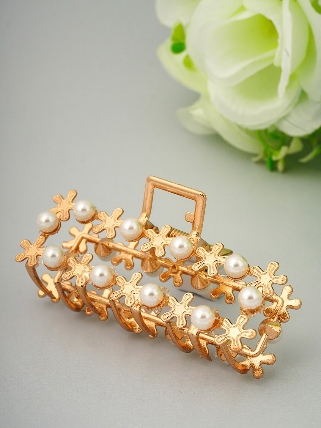 Buy Ferosh Women Gold Toned Embellished Claw Clip - Hair Accessory for ...