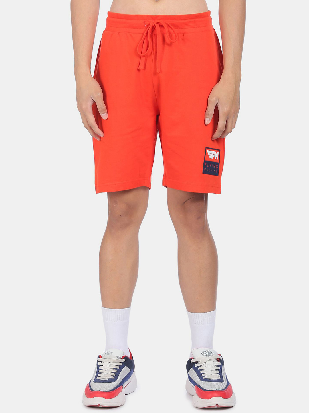 Buy Flying Machine Men Orange Regular Fit Solid Cotton Sports Shorts ...