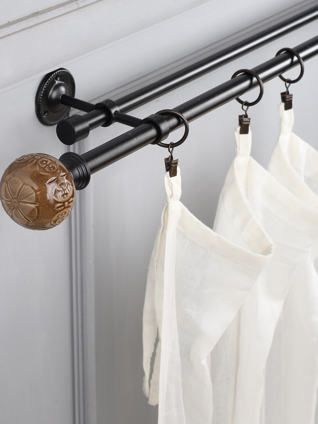 Buy The Decor Mart Black Extendable Curtain Rod & Brackets - Curtain ...