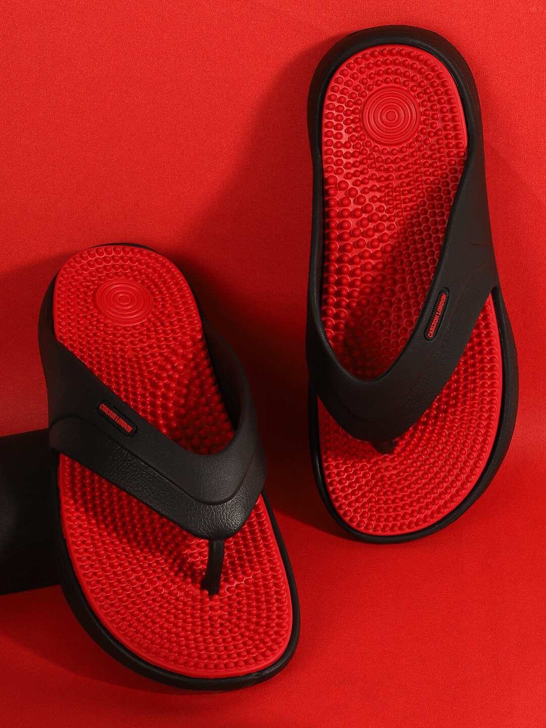 Buy Carlton London Men Red & Black Thong Flip Flops - Flip Flops for ...