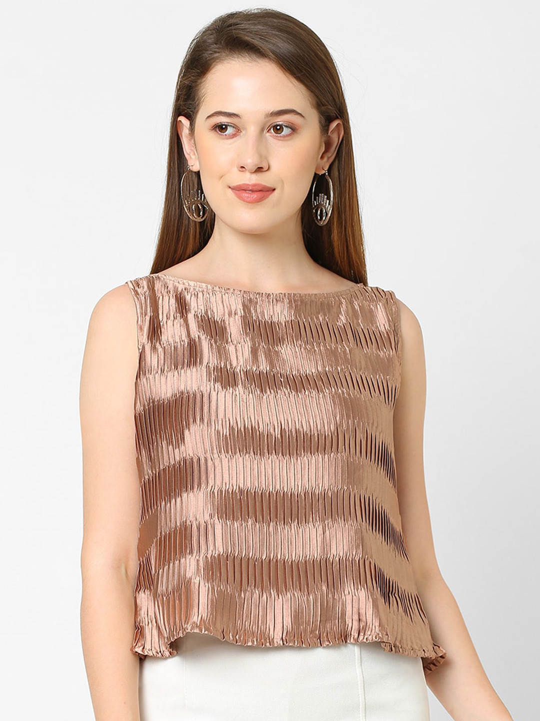 Buy MISH Bronze Toned Pleated Crop Top - Tops for Women 17426916 | Myntra