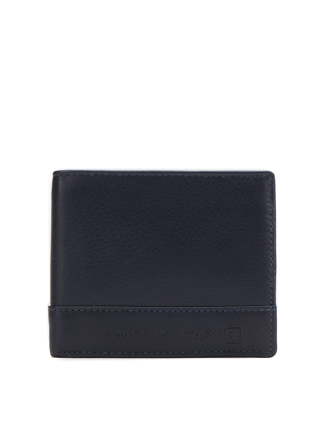 Buy SWISS MILITARY Men Navy Blue & Red Leather Two Fold Wallet ...