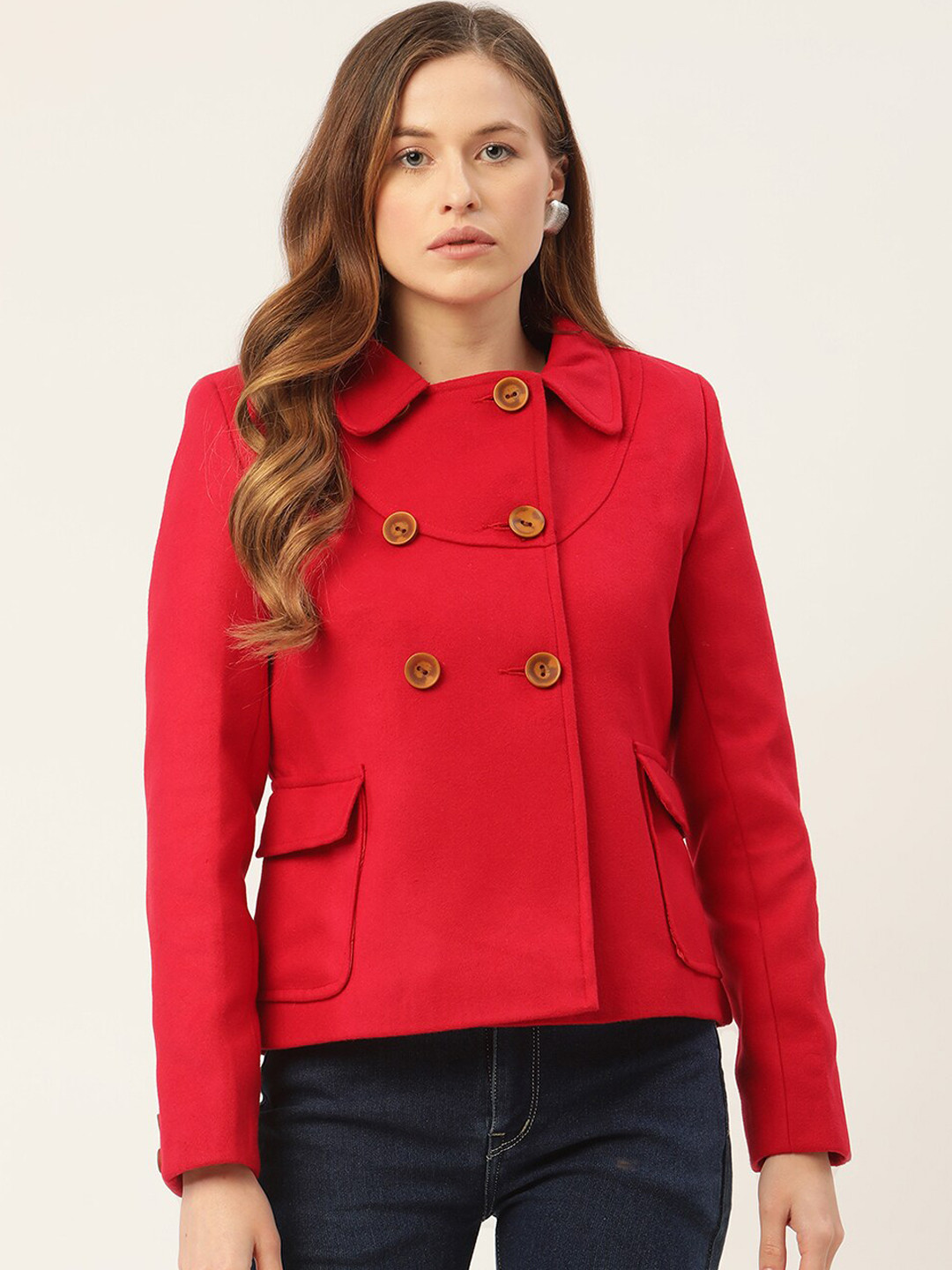 Buy ZOELLA Women Red Regular Fit Solid Overcoat - Coats for Women ...