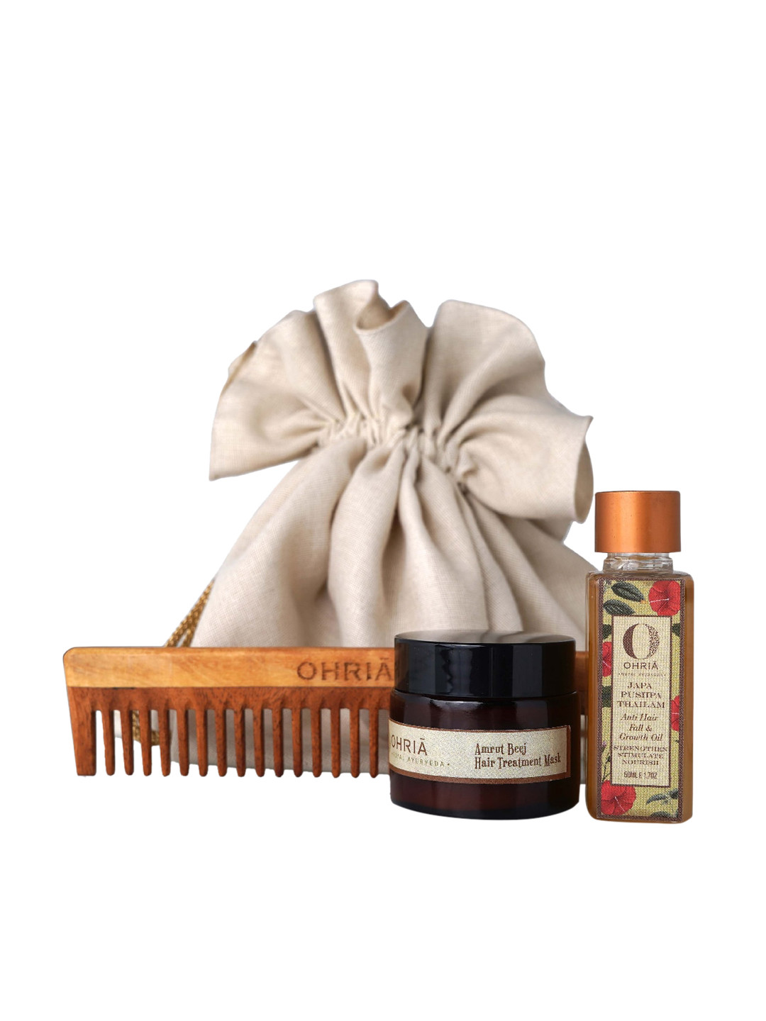 Buy OHRIA AYURVEDA Hair Spa Ritual Kit With Natural Neem Wooden Comb ...