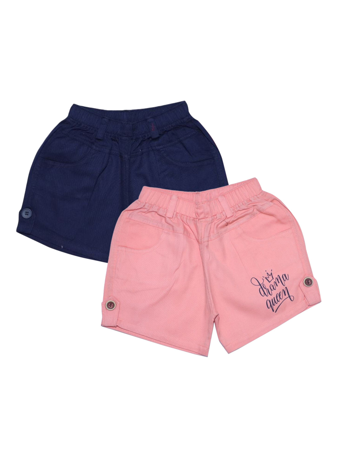 Buy VEDANA Pack Of 2 Girls Navy Blue And Pink Shorts - Shorts for Girls ...