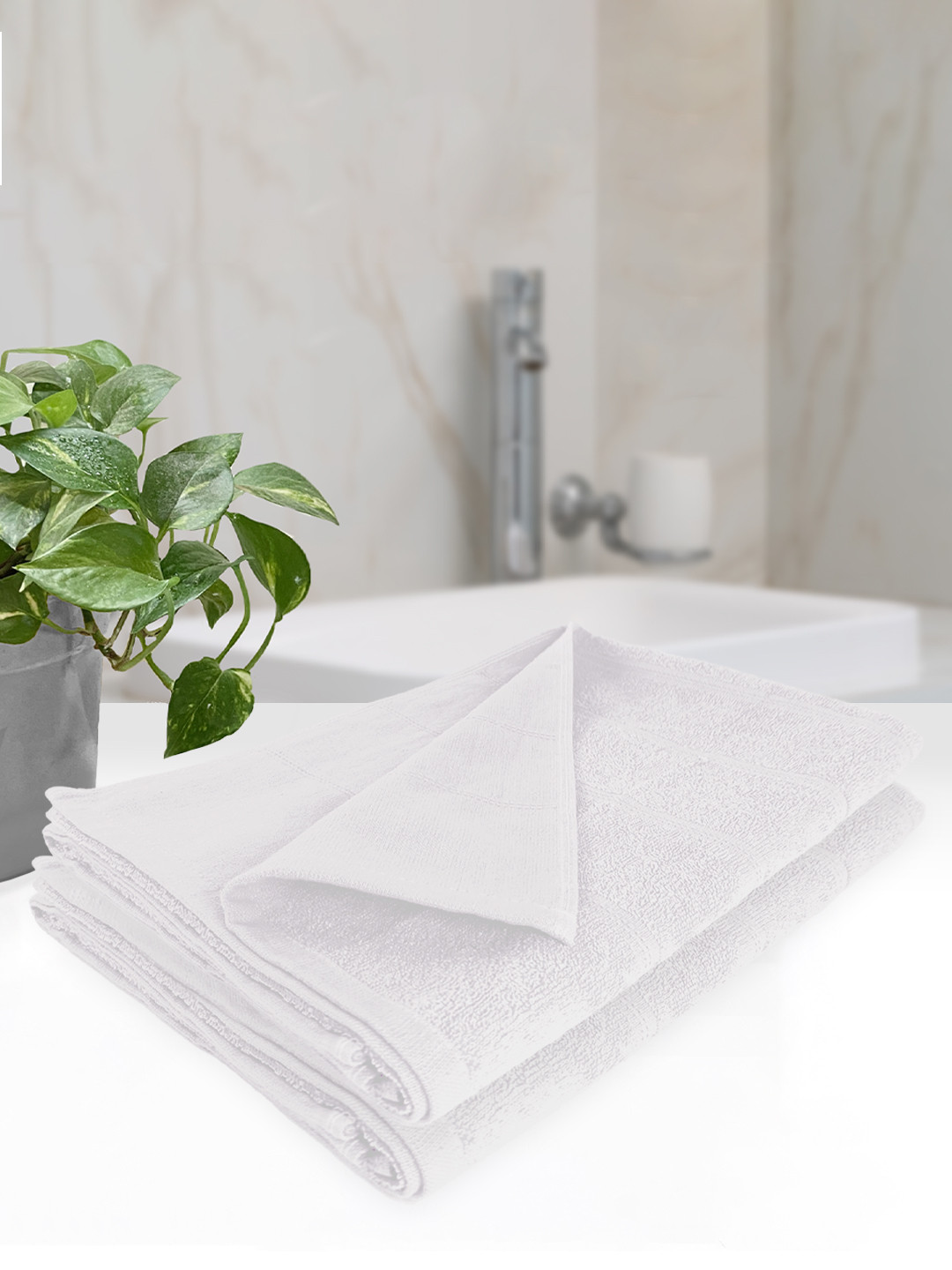 Buy Heelium Pack Of 2 White 250 GSM Anti Bacterial Bath Towels - Bath ...