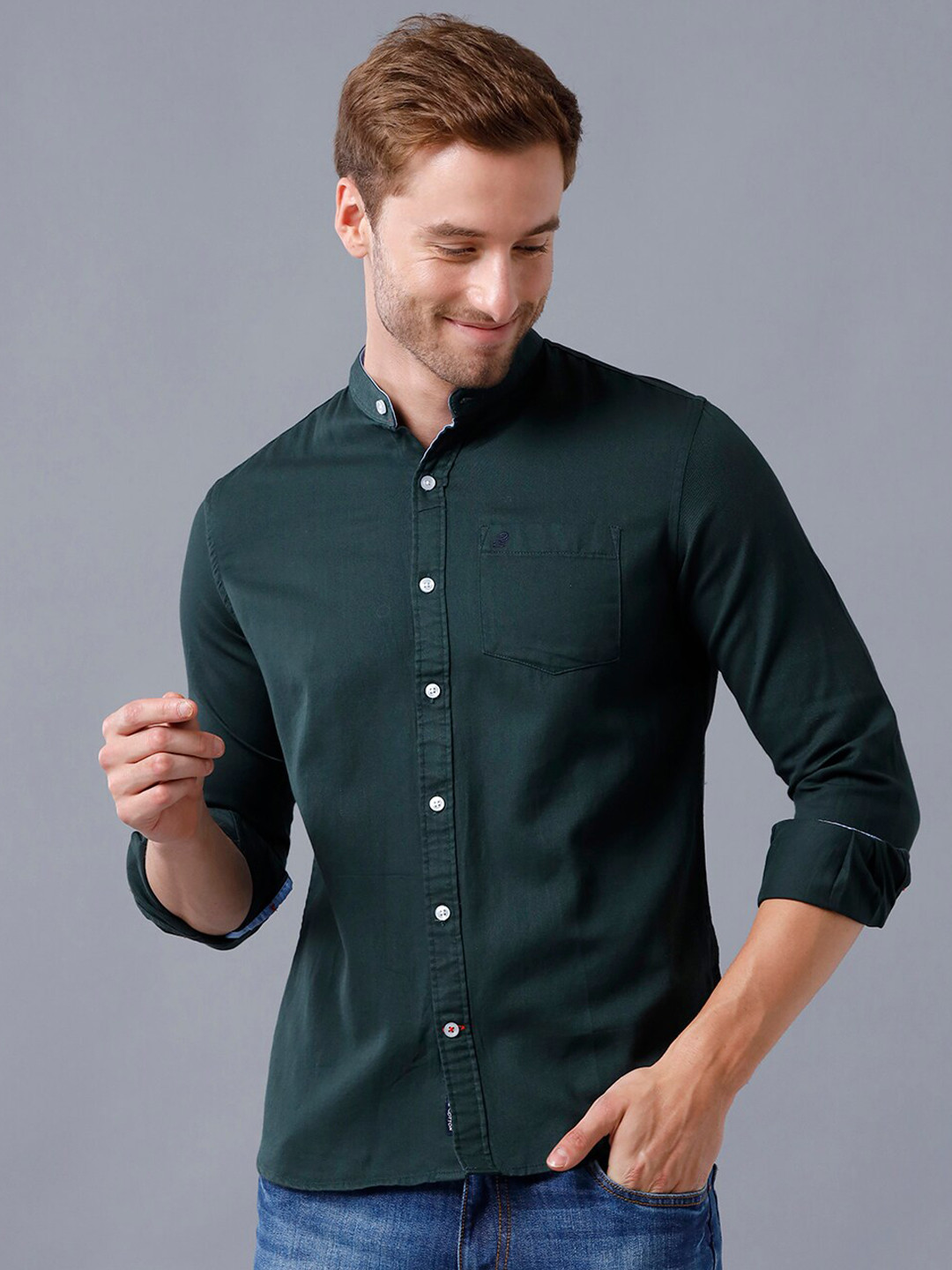 Buy Double Two Men Green Smart Casual Shirt - Shirts for Men 17440198 ...