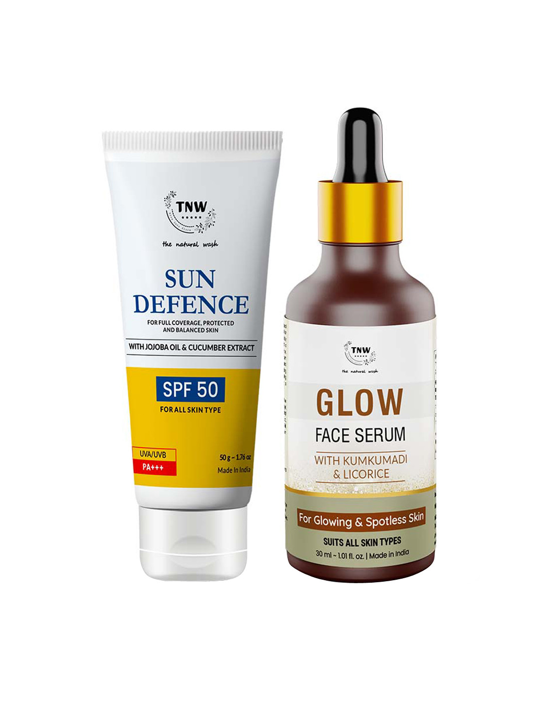 Buy TNW The Natural Wash Set Of SPF 50 Sun Defence Cream 50 G & Glow ...