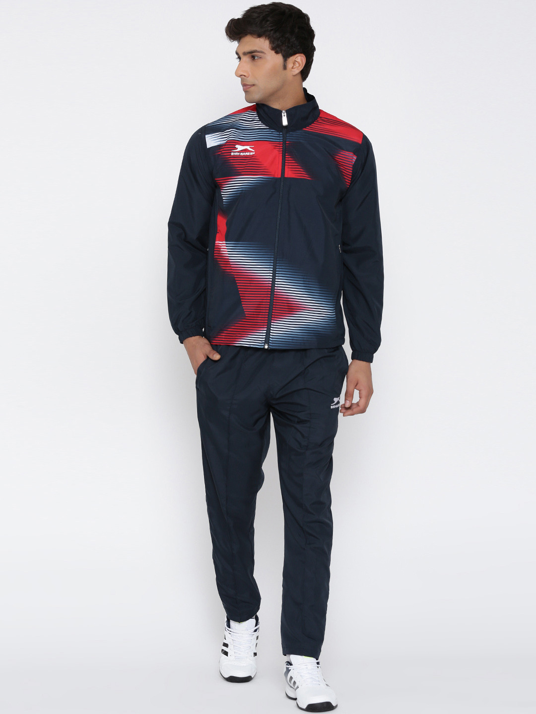 Buy Shiv Naresh Navy Printed Detail Tracksuit With Detachable Hood ...