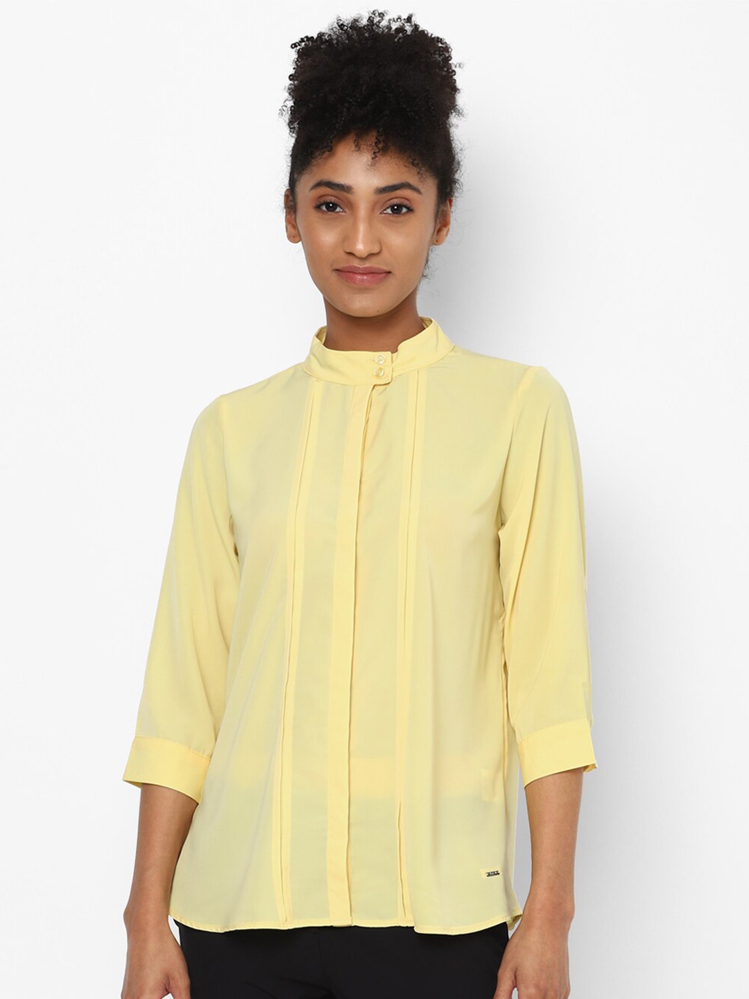 Buy Allen Solly Woman Yellow Solid Casual Shirt Shirts For Women