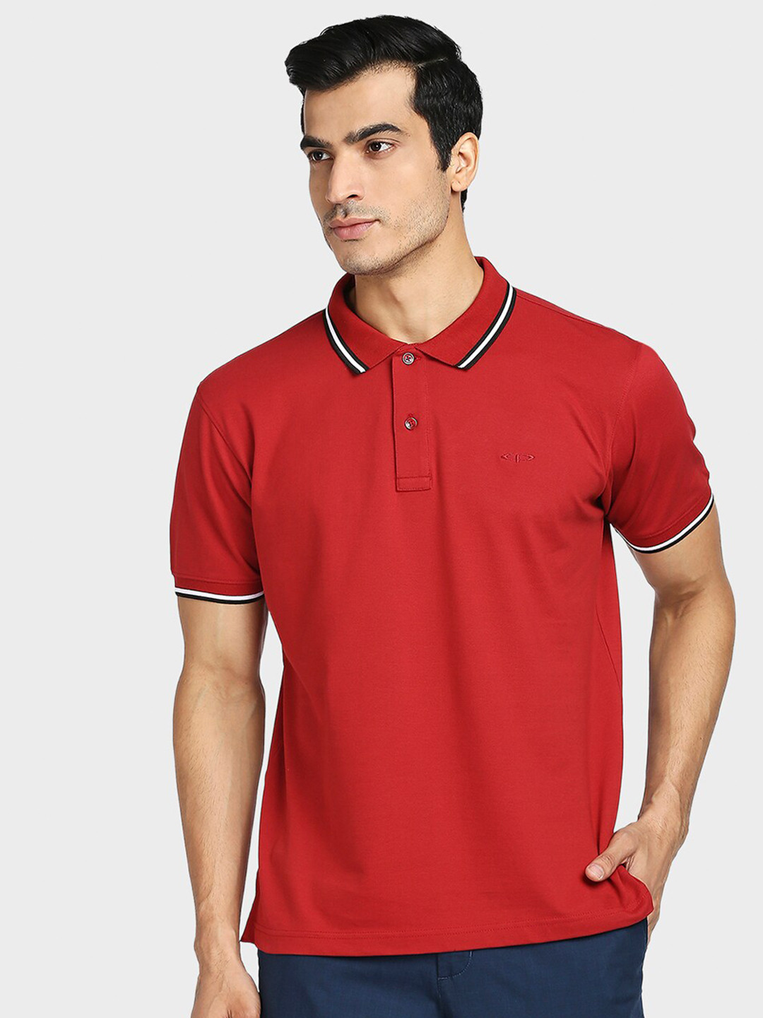 Buy ColorPlus Men Red Polo Collar Cotton T Shirt - Tshirts for Men ...