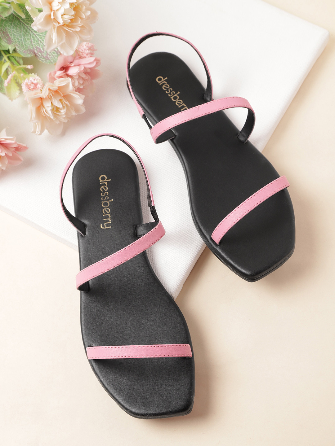 Buy DressBerry Women Pink Solid Open Toe Flats - Flats for Women ...