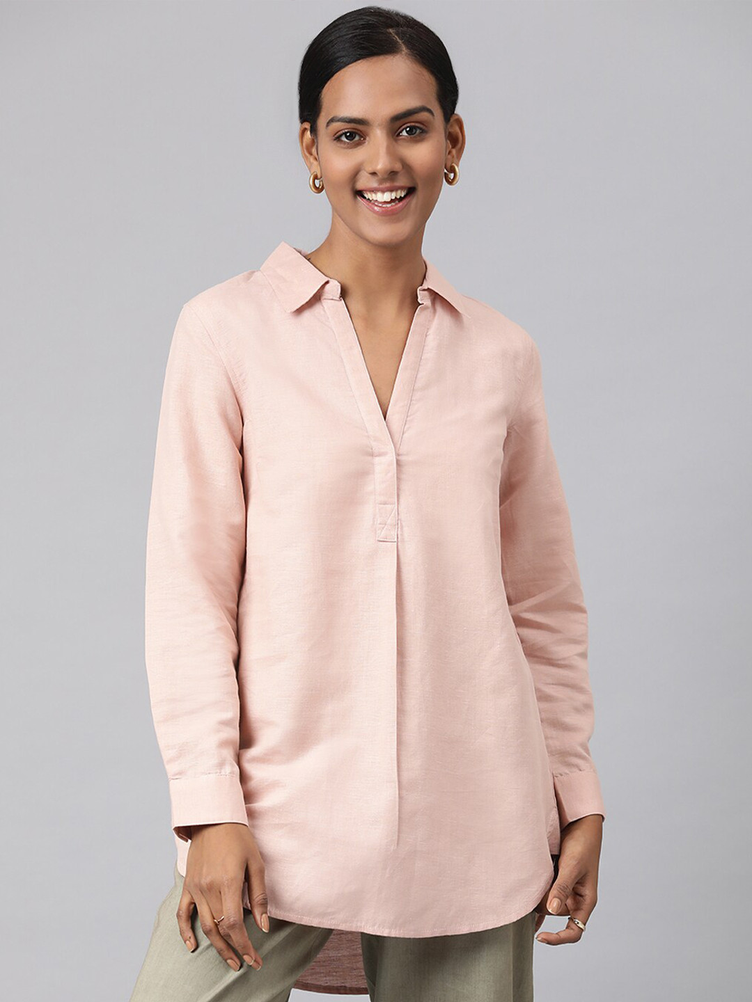 Buy Fabindia Women Pink Shirt Collar Tunic - Tunics for Women 17463862 ...