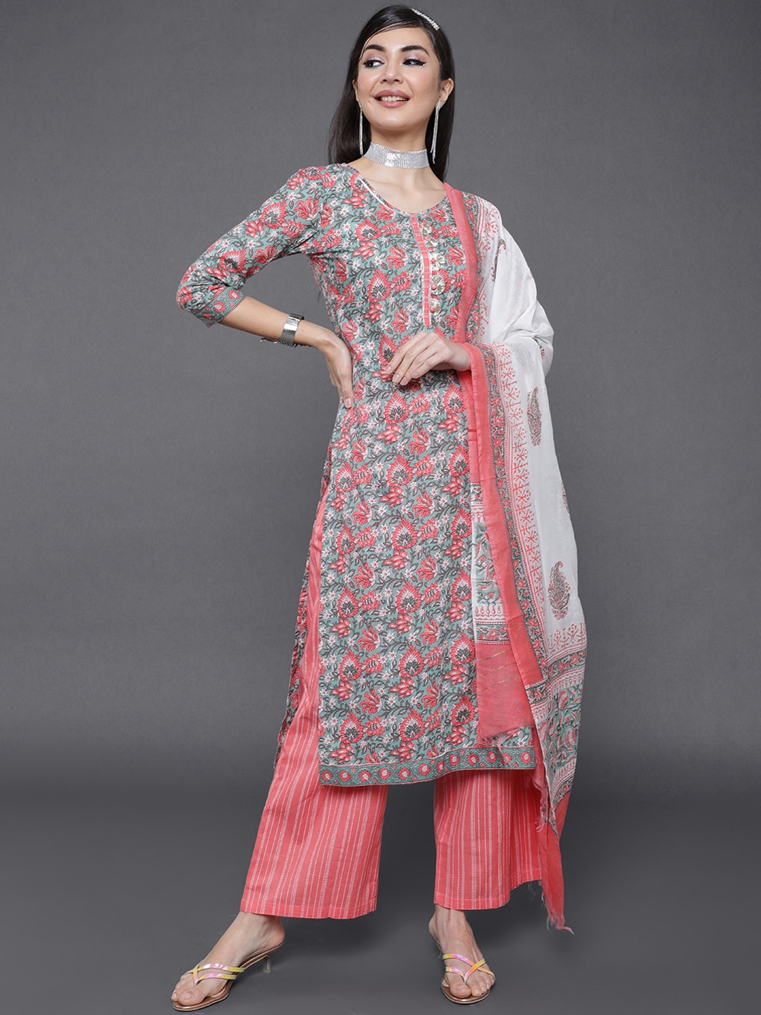 Buy Saubhagya Women Peach Coloured Floral Printed Pure Cotton Kurta ... Buy Saubhagya Women Peach Coloured Floral Printed Pure Cotton Kurta ...