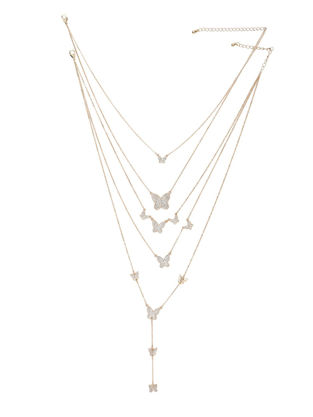 Buy FOREVER 21 Gold Toned & White Layered Necklace - Necklace And ...