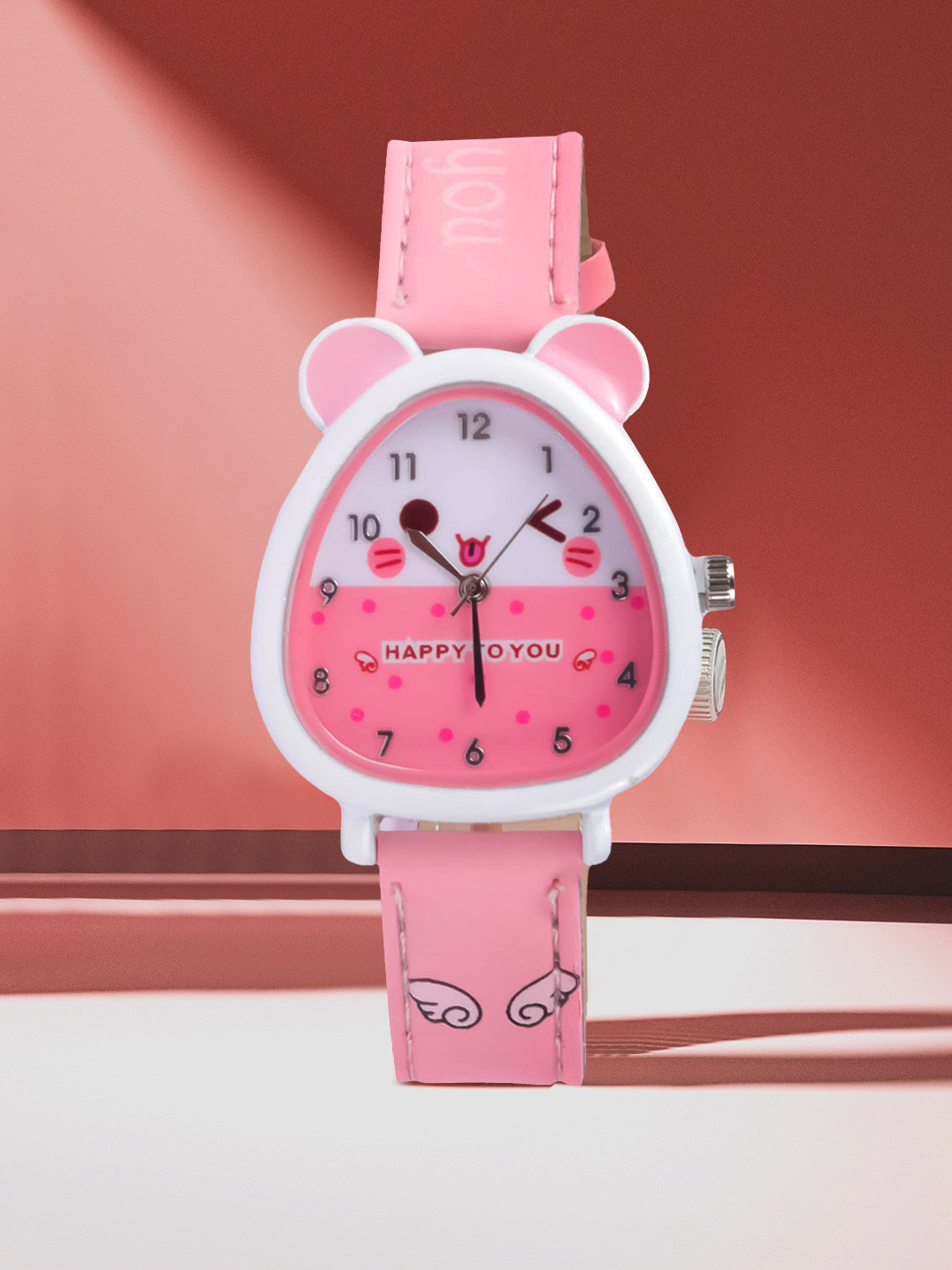 Buy Spiky Kids Pink Printed Dial & Multicoloured Leather Straps ...