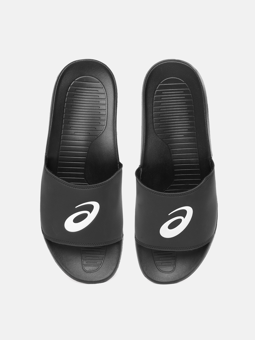 Buy ASICS Unisex Black & White Sprl Printed Sliders - Flip Flops for ...