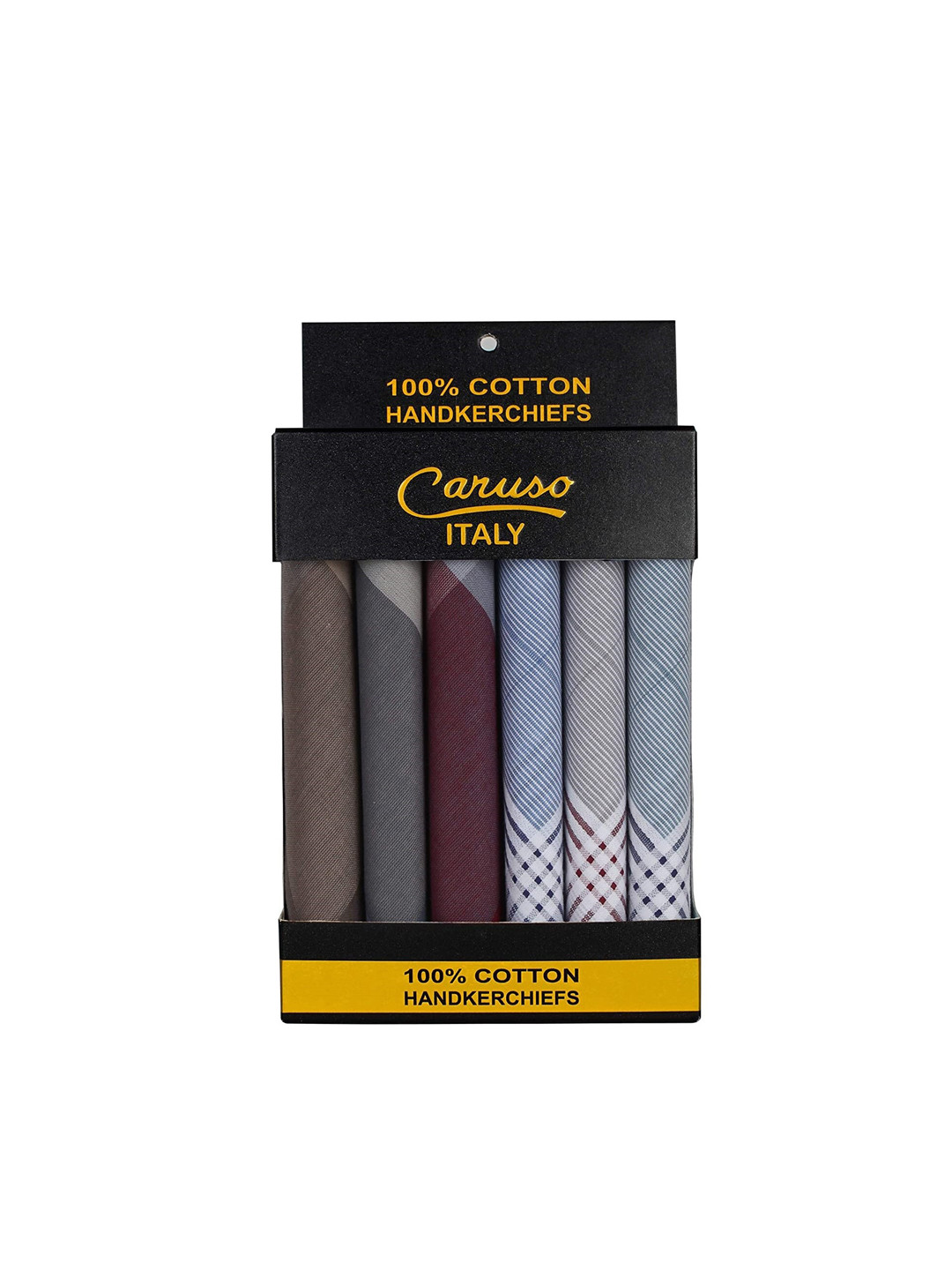 Buy Caruso ITALY Men 6 Pieces Multicolored Checked Cotton Handkerchief ...