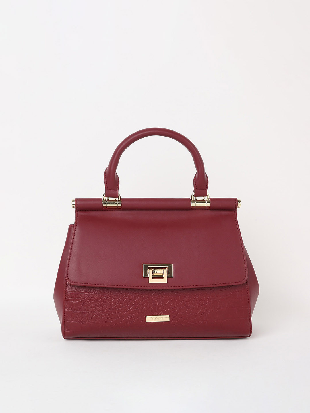 Buy CODE By Lifestyle Maroon Structured Satchel With Cut Work ...