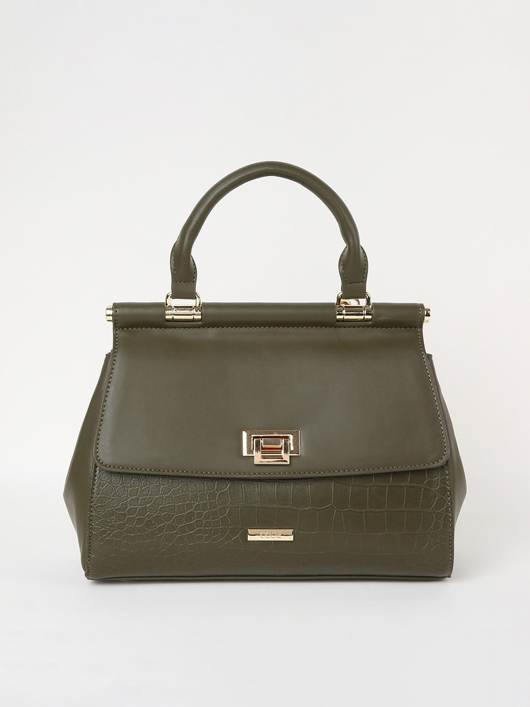 Buy CODE By Lifestyle Olive Green Structured Satchel Bag - Handbags for ...