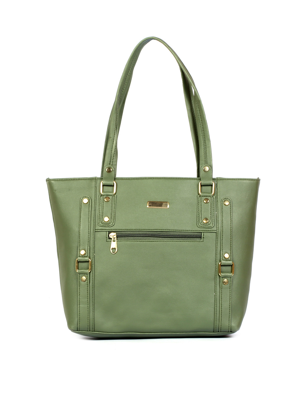 Buy LELYS Women Sage Leather Oversized Structured Shoulder Bag ...