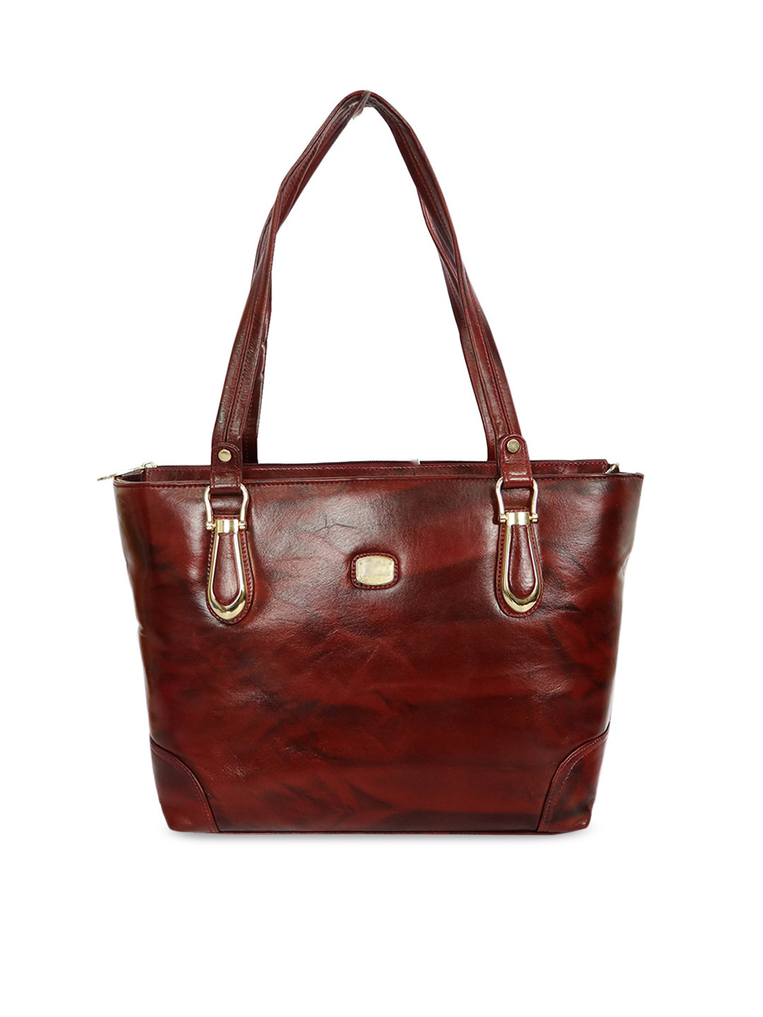 Buy LELYS Red Leather Structured Shoulder Bag - Handbags for Women ...